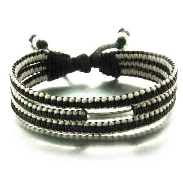 Bracelets en corde et argent pour hommes, style ethnique & décontracté